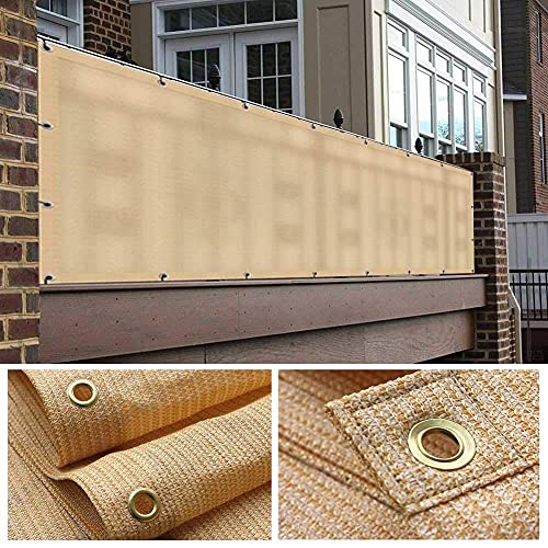 ALBN Balcony Privacy Screen Windshield Sunshade with Rope and Cable Ties, 100% HDPE Garden Balcony Cover, 48 Sizes (Color : Beige, Size : 120x260cm)