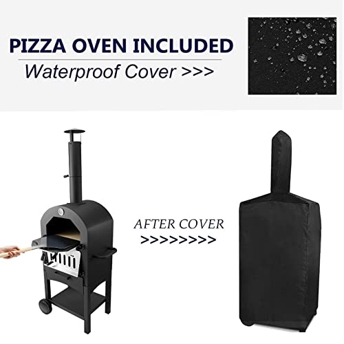 U-MAX Outdoor Pizza Oven Wood Fire with Waterproof Cover, Freestanding, Steel Pizza Grill, Pizza Maker Camping Cooker with Pizza Stone