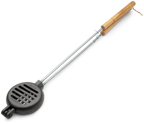 Hamburger Campfire Iron - Pre-Seasoned Handheld Round Burger Grill By Old Mountain