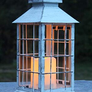 Seraphic Country Style Farmhouse Rustic Decorative Metal Lanterns with Flickering Flameless LED Candle, White