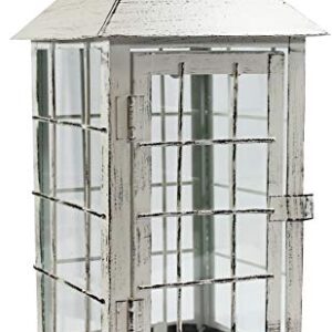 Seraphic Country Style Farmhouse Rustic Decorative Metal Lanterns with Flickering Flameless LED Candle, White