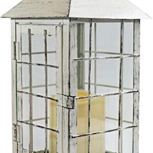 Seraphic Country Style Farmhouse Rustic Decorative Metal Lanterns with Flickering Flameless LED Candle, White