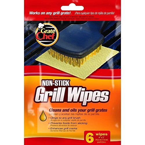 Grate Chef Non-Stick Grill Wipes, High Heat Resistant, Cleans and Oils Your Grill Grate, 4 Pack, 6 Wipes per Pack, 24 Wipes in Total