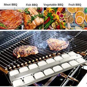 Plowo Grill Briquette Tray & Ceramic Briquettes Set for Viking Gas Grill Models, Stainless Steel Heat Plate, 18" x 5 1/2", Replaces Parts 032370-000