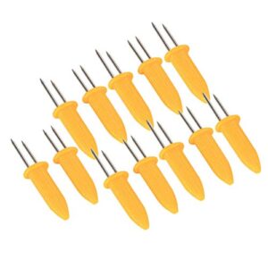 vifemify 12 pack beautiful corn shaped stainless steel bbq corn rack skewers corn cobs rack corn bbq fork double fork sweet corn holder home & bbq cooking fork