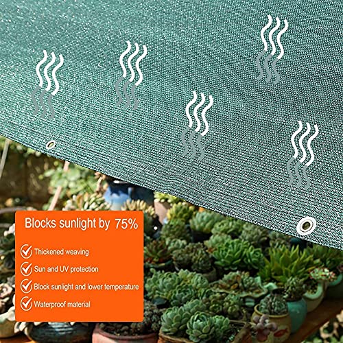 ALBN 75% Shade Netting Sunblock Shade Cloth Net Mesh Tarp HDPE UV-Resistant Protection Plants Flowers Outdoor Shade Screen, with Rope (Color : Green, Size : 3x5m)