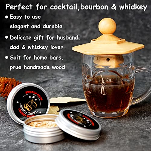 NERO Cocktail Smoker with 4Pcs Flavored Smoking Wood Chips Wood Chips for Whiskey,Bourbon,Drink ,Meat,Cheese,Dried Fruits,Salt,Bourbon Smoking Accessories,Gift for Dad Huasband Men