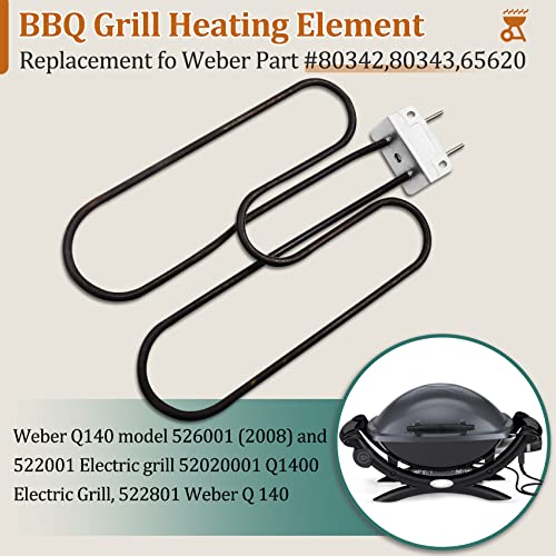 Sienson BBQ Grill Heating Element Replacement Part for Weber 80342, 80343, 65620, Q140, Q1400 Grills,Electric Smoker and Grill Heating Element,120 Volts 1500 Watts Heating Element Replacement Part