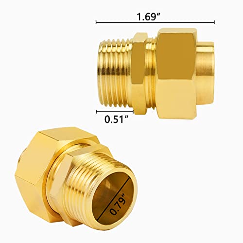 TWJH 2 Pack Grill Propane Conversion Connector 3/4'' CSST Male NPT Gas Line Fitting Kit Brass Natural Gas Quick Connect Adapter