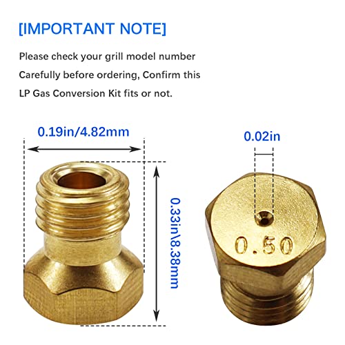 Xastro Brass Jet Nozzles for Propane LPG Gas Pipe Water Heater DIY Burner Grill Propane Gas Orifice Conversion Kit M6 x 0.75mm/0.5mm (10Pcs)