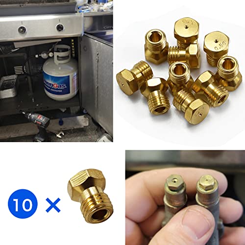 Xastro Brass Jet Nozzles for Propane LPG Gas Pipe Water Heater DIY Burner Grill Propane Gas Orifice Conversion Kit M6 x 0.75mm/0.5mm (10Pcs)