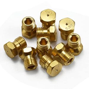 Xastro Brass Jet Nozzles for Propane LPG Gas Pipe Water Heater DIY Burner Grill Propane Gas Orifice Conversion Kit M6 x 0.75mm/0.5mm (10Pcs)