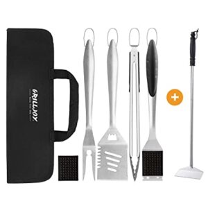 Grilljoy 6PCS Heavy Duty BBQ Grill Tools Set Perfect Ash Rake for Coal Grill Cleaning