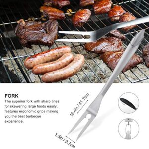 Grilljoy 6PCS Heavy Duty BBQ Grill Tools Set Perfect Ash Rake for Coal Grill Cleaning