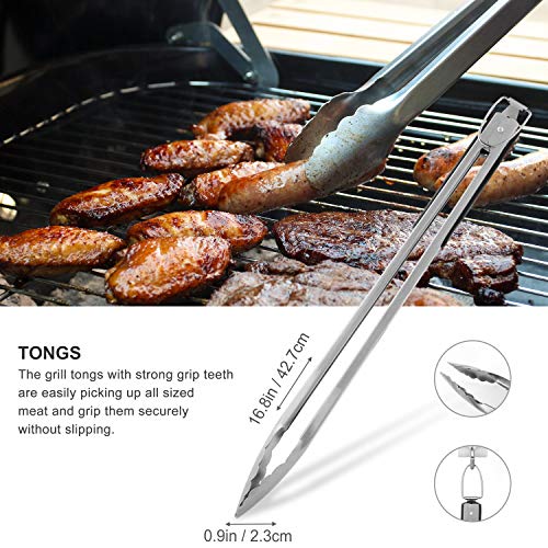 Grilljoy 6PCS Heavy Duty BBQ Grill Tools Set Perfect Ash Rake for Coal Grill Cleaning