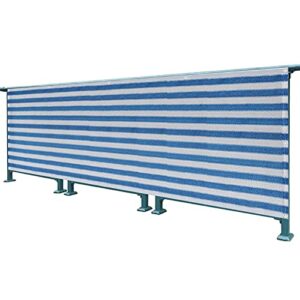 albn balcony privacy screen cover, fits apartment railings, patio decking, hdpe breathable uv protection with cable ties, height 75cm/90cm (color : blue-white, size : 75x400cm)