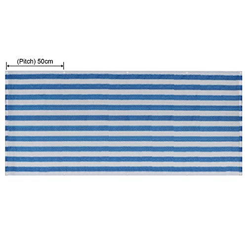 ALBN Balcony Privacy Screen Cover, Fits Apartment Railings, Patio Decking, HDPE Breathable UV Protection with Cable Ties, Height 75cm/90cm (Color : Blue-White, Size : 75x400cm)