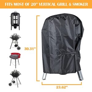 BBQ Grill Cover with Waterproof - Dust Resistant Kettle Grill Cover Fits Most of Outdoor Cooking Smoker (23.62 x 23.62 x 30.31 Inches)