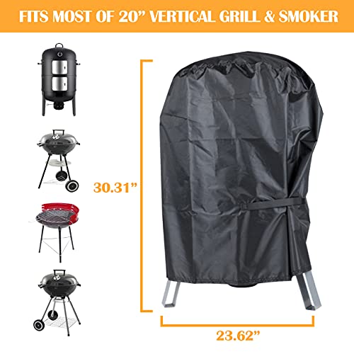 BBQ Grill Cover with Waterproof - Dust Resistant Kettle Grill Cover Fits Most of Outdoor Cooking Smoker (23.62 x 23.62 x 30.31 Inches)