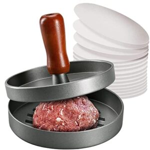 piquebar burger press patty maker stainless steel hamburger mold non-stick with 100 patty papers