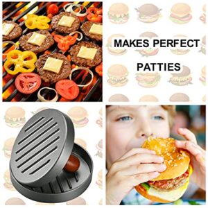 PIQUEBAR Burger Press Patty Maker Stainless Steel Hamburger Mold Non-Stick with 100 Patty Papers