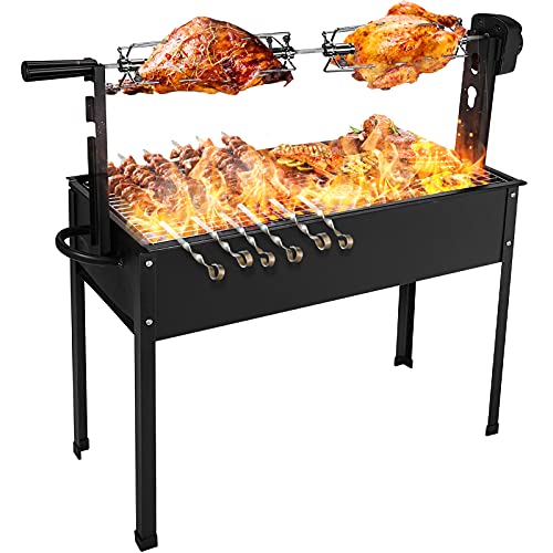 GJCrafts Upgrated Portable Spit Rotisserie and BBQ Charcoal Grill, Enlarged Roast Leg of Lamb Stove Automatic Household Electric Charcoal Grilled Fish Chicken Rabbit Outdoor Grill BBQ Folding Grill