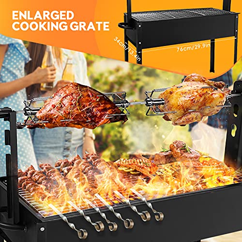 GJCrafts Upgrated Portable Spit Rotisserie and BBQ Charcoal Grill, Enlarged Roast Leg of Lamb Stove Automatic Household Electric Charcoal Grilled Fish Chicken Rabbit Outdoor Grill BBQ Folding Grill