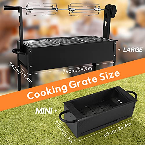 GJCrafts Upgrated Portable Spit Rotisserie and BBQ Charcoal Grill, Enlarged Roast Leg of Lamb Stove Automatic Household Electric Charcoal Grilled Fish Chicken Rabbit Outdoor Grill BBQ Folding Grill