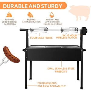 GJCrafts Upgrated Portable Spit Rotisserie and BBQ Charcoal Grill, Enlarged Roast Leg of Lamb Stove Automatic Household Electric Charcoal Grilled Fish Chicken Rabbit Outdoor Grill BBQ Folding Grill