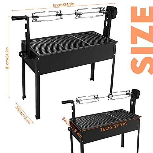 GJCrafts Upgrated Portable Spit Rotisserie and BBQ Charcoal Grill, Enlarged Roast Leg of Lamb Stove Automatic Household Electric Charcoal Grilled Fish Chicken Rabbit Outdoor Grill BBQ Folding Grill