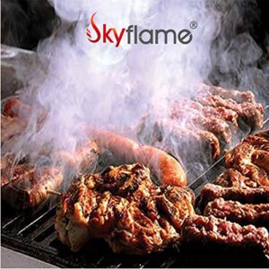 Skyflame Wood Chip Smoker Box , Stainless Steel Double V-shape BBQ Smoke Box with Hinged Lid for Charcoal & Propane Gas Grill, 12.5"(L) x 3.3"(W) x 2.5"(H), U.S. Design Patent