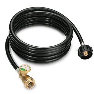 WADEO Bundles - 2 Items 12FT Propane Extension Hose with Gauge and Upgraded Propane Tank Guge Level Indicator