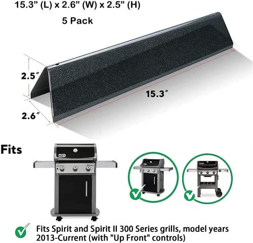 Uniflasy 7636 15.3 Inch Flavorizer Bars for Weber Spirit I & Spirit II & GS4 Spirit II 300 Series Replacement Parts, Spirit E310 E320 E330 S310 S320 S330 Gas Grills with Front Control Knob Grill Parts