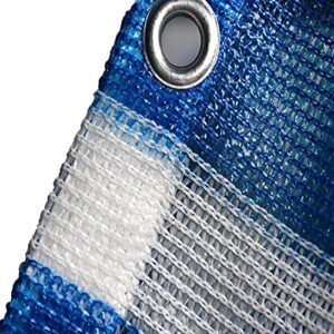 ALBN-Shading net Stripe Anti-UV Balcony Shadow Metal Hole Foldable Polyester, 14 Sizes (Color : Blue White, Size : 0.9x4m)