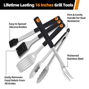 39PCS BBQ Tools and Grill Accessories, Grill Barbecue Set for Camping/Backyard, Stainless Steel Grill Tools with Heat-Resistant Handle, Thermometer, Grill Mats, Fork, Tongs-Perfect Grill Gifts for Men