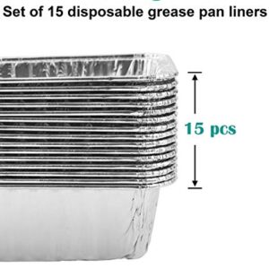 EasiBBQ Aluminum BBQ Foil Grill Drip Pans, BAC404 Grease PAN Liner for Traeger Timberline Pellet Grills, 15 Pack