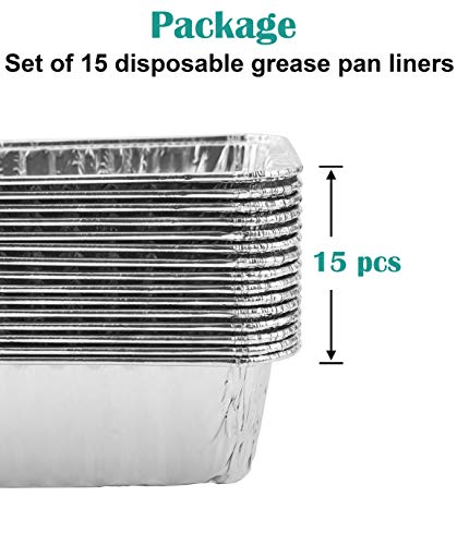 EasiBBQ Aluminum BBQ Foil Grill Drip Pans, BAC404 Grease PAN Liner for Traeger Timberline Pellet Grills, 15 Pack