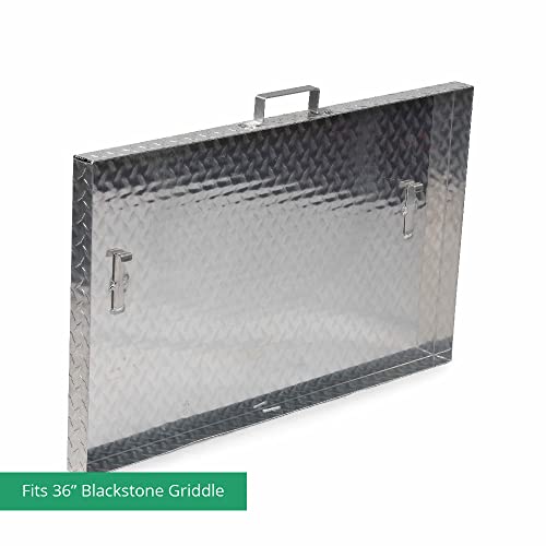 Titan Great Outdoors Griddle Cover Fits 36in Blackstone Grill, Diamond Plated Aluminum Flat Top Griddle Guard Cover