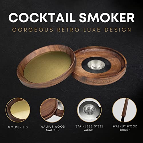 Cocktail Smoker Kit with Torch - Drink Smoker Infuser Kit - Torch Lighter, Chimney Drink Smoker for Whiskey, Bourbon, Stainless Steel Mesh, 4 Wood Chips - Home Bar Must Haves & Accessories (No Butane)