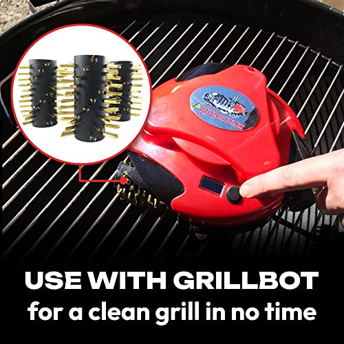 Grillbot Automatic BBQ Grill Cleaning Robot Replacement Brush - Grill Cleaner Parts, Grilling Accessories, Wire Brush Tool, Metal Brush for Cleaning for Outdoor BBQ & Picnics -Set of 3 Brass Brushes