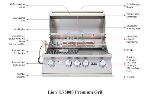 LION L75000 Built in Premium BBQ Liquid Propane Grill