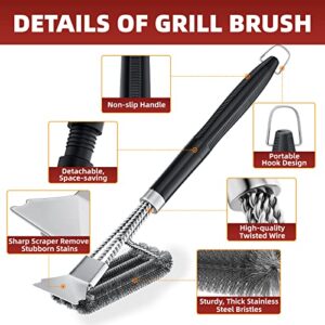 Ceekan Grill Brush for Outdoor Grill, BBQ Brush for Grill Cleaning, 18" Grill Cleaner Brush and Scraper for Gas/Porcelain/Charbroil Grates, Smoker Grill Accessories Tool- Gifts for Men Dad Boyfriend