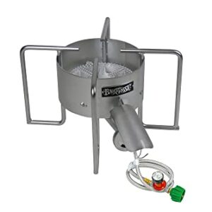 Bayou Classic SAB6 Stainless Bayou Banjo Cooker - 22-in Propane Burner for Outdoor Cooking - Crawfish Boiler, Homebrew Burner, Fits Large Stock Pots, Cast Iron Kettles - Seafood Boil Pot, Stew, Gumbo