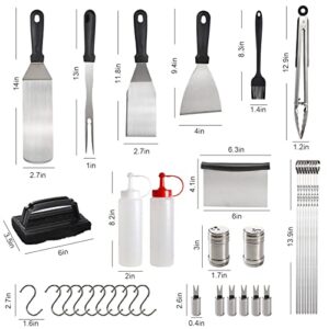 VOOWO Flat Top Grill Accessories, 38 Pcs Blackstone Griddle Accessories Kit with Long Handle, Stainless Steel Blackstone Accessories for Griddle with Metal Spatula Scraper, Valentine's Day Gift