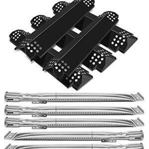 MONIBAQ Grill Replacement Parts for Nexgrill 5 Burner 720-0888 720-0888N 720-0882S, 4 Burner 720-0830H 720-0830D, 5 Pcs Porcelain Steel Flame Tamers Heat Shields Heat Plates+ Burner Tubes