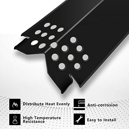 MONIBAQ Grill Replacement Parts for Nexgrill 5 Burner 720-0888 720-0888N 720-0882S, 4 Burner 720-0830H 720-0830D, 5 Pcs Porcelain Steel Flame Tamers Heat Shields Heat Plates+ Burner Tubes