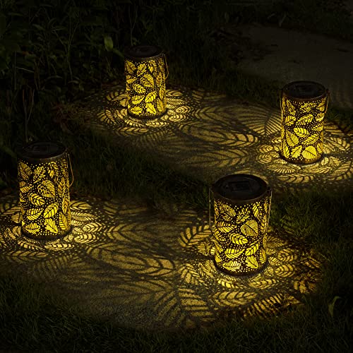 Large Solar Lanterns Outdoor Hanging Lantern Lights, 7.9" Tall LED Decorative Table Lights, Garden Decor Lights Waterproof for Patio, Yard, Pathway, Landscape