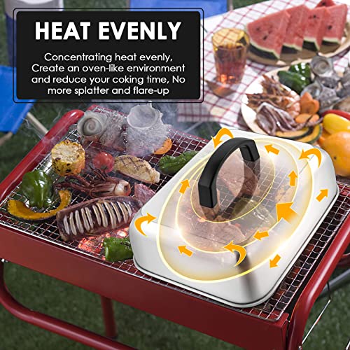 Joyfair 9 Inch Basting Cover, Stainless Steel Rectangle Cheese Melting Dome for Griddle Flat Top Grill Teppanyak, Ideal for Outdoor Grilling/Kitchen Steaming Cooking, Heavy Duty & Dishwasher Safe