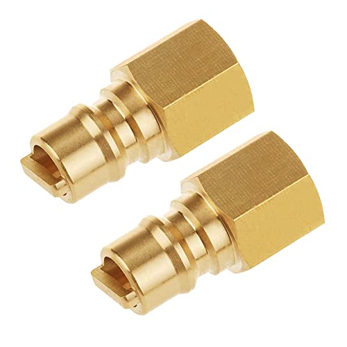 Hooshing 2PCS Propane Quick Connect Fitting 3/8” Male Quick-Disconnect x 3/8” Female NPT Brass Adapter for Propane BBQ Grill, Heater, Fireplace, RV Trailer