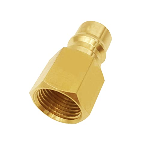 Hooshing 2PCS Propane Quick Connect Fitting 3/8” Male Quick-Disconnect x 3/8” Female NPT Brass Adapter for Propane BBQ Grill, Heater, Fireplace, RV Trailer